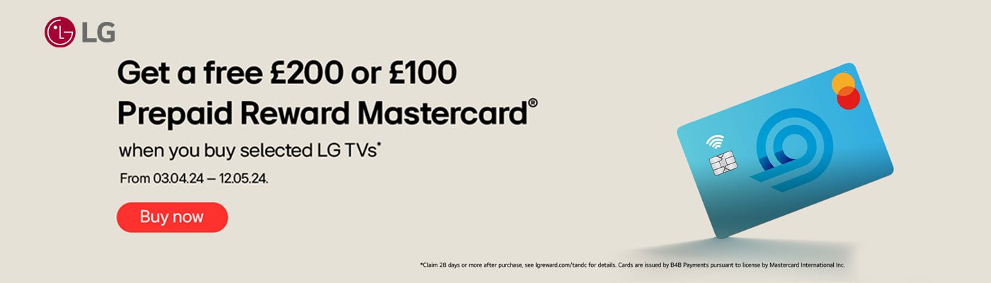 LG Get Up To £200 Prepaid Reward Mastercard When You Buy Selected TVs